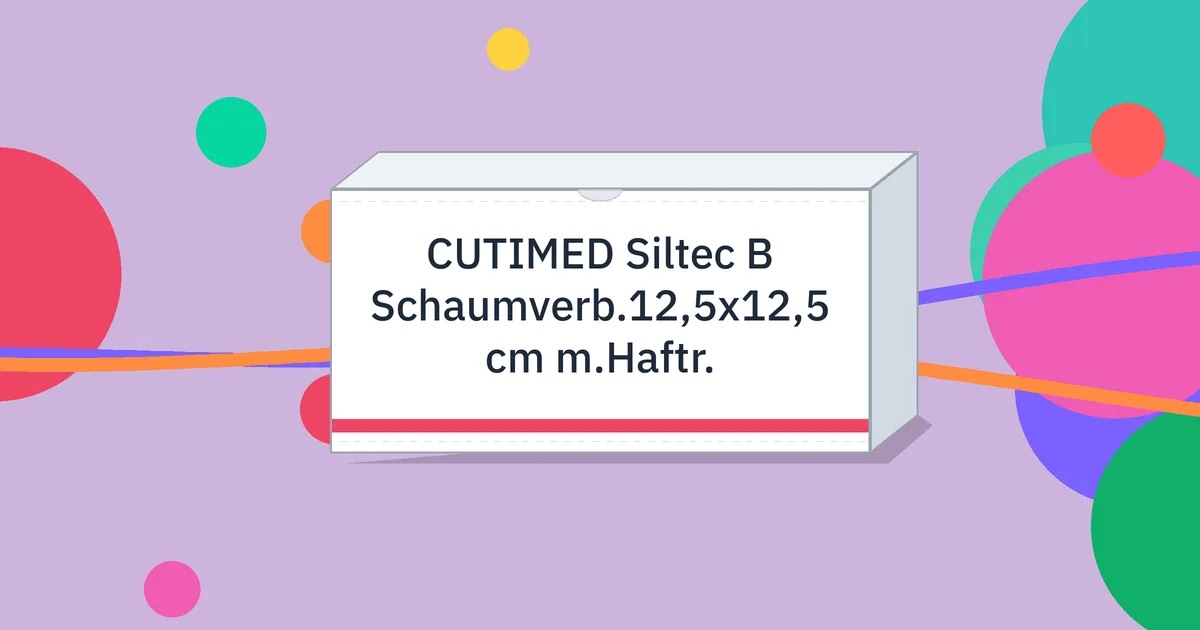 Symbolbild: Packung mit der Aufschrift CUTIMED Siltec B Schaumverb.12,5x12,5 cm m.Haftr. (PZN 19507368) – Verfügbarkeit und Bezug in Apotheken in Frankfurt am Main