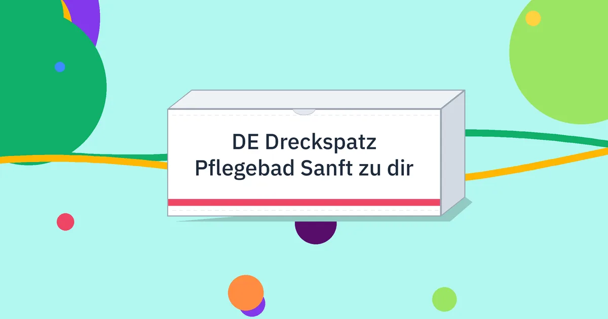 Symbolbild: Packung mit der Aufschrift DE Dreckspatz Pflegebad Sanft zu dir (PZN 19495056) – Verfügbarkeit und Bezug in Apotheken in Frankfurt am Main