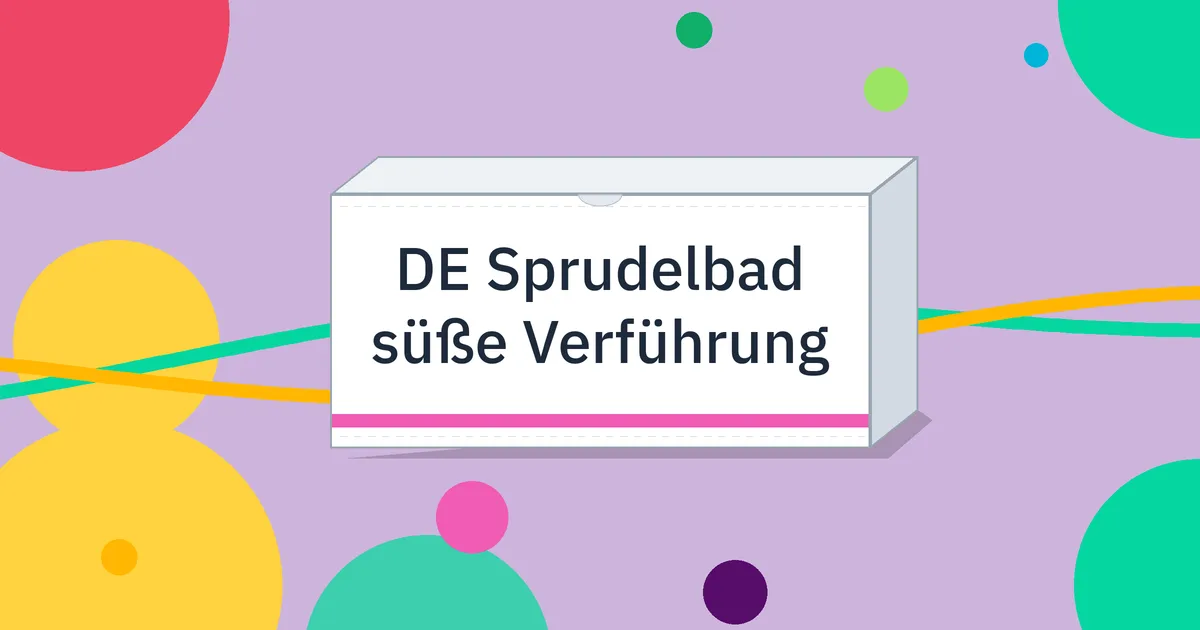 Symbolbild: Packung mit der Aufschrift DE Sprudelbad süße Verführung (PZN 13566335) – Verfügbarkeit und Bezug in Apotheken in Frankfurt am Main