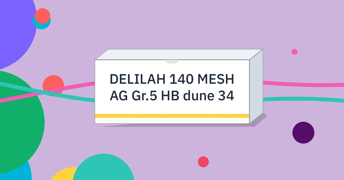 Symbolbild: Packung mit der Aufschrift DELILAH 140 MESH AG Gr.5 HB dune 34 (PZN 13849777) – Verfügbarkeit und Bezug in Apotheken in Frankfurt am Main