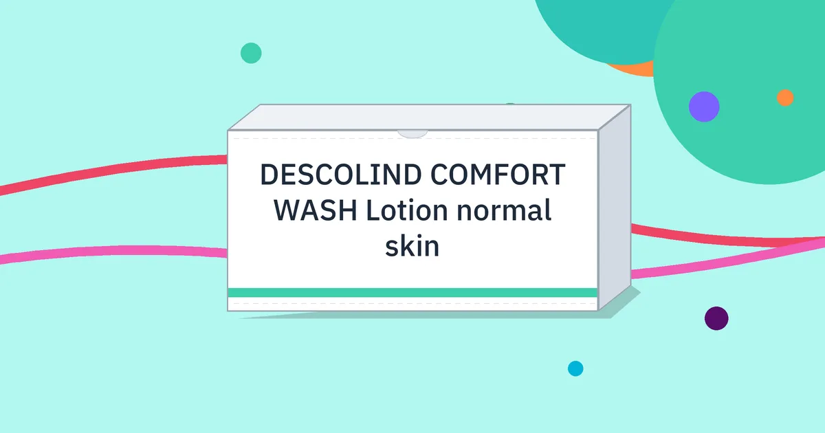Symbolbild: Packung mit der Aufschrift DESCOLIND COMFORT WASH Lotion normal skin (PZN 16660833) – Verfügbarkeit und Bezug in Apotheken in Frankfurt am Main