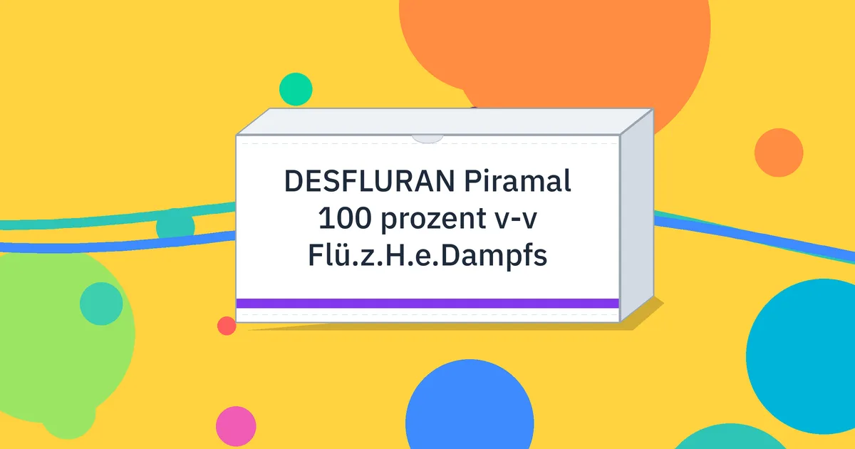 Symbolbild: Packung mit der Aufschrift DESFLURAN Piramal 100 prozent v-v Flü.z.H.e.Dampfs (PZN 11213704) – Verfügbarkeit und Bezug in Apotheken in Frankfurt am Main