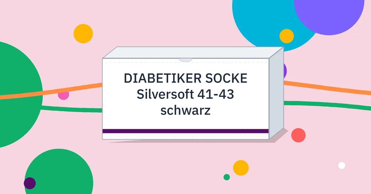 Symbolbild: Packung mit der Aufschrift DIABETIKER SOCKE Silversoft 41-43 schwarz (PZN 01831424) – Verfügbarkeit und Bezug in Apotheken in Frankfurt am Main