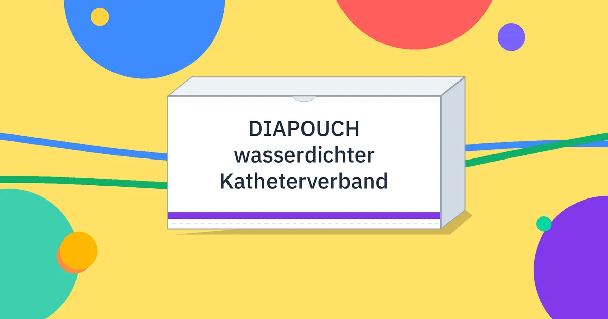 Symbolbild: Packung mit der Aufschrift DIAPOUCH wasserdichter Katheterverband (PZN 05731553) – Verfügbarkeit und Bezug in Apotheken in Frankfurt am Main