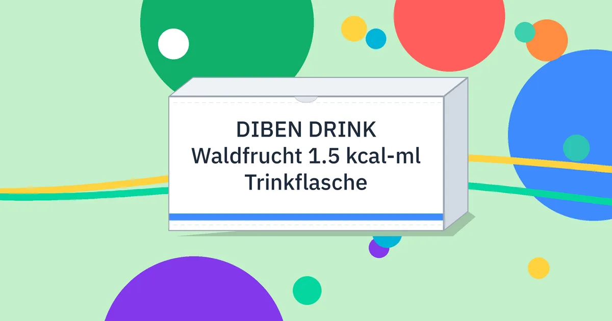 Symbolbild: Packung mit der Aufschrift DIBEN DRINK Waldfrucht 1.5 kcal-ml Trinkflasche (PZN 05905214) – Verfügbarkeit und Bezug in Apotheken in Frankfurt am Main