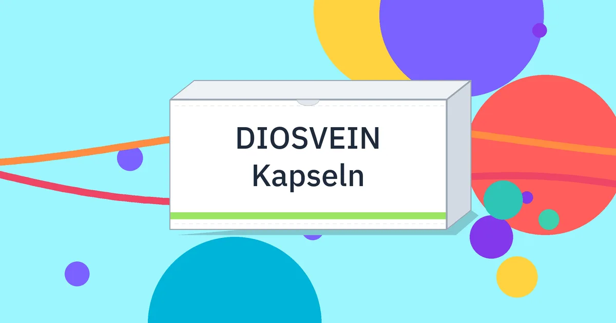 Symbolbild: Packung mit der Aufschrift DIOSVEIN Kapseln (PZN 16683774) – Verfügbarkeit und Bezug in Apotheken in Frankfurt am Main