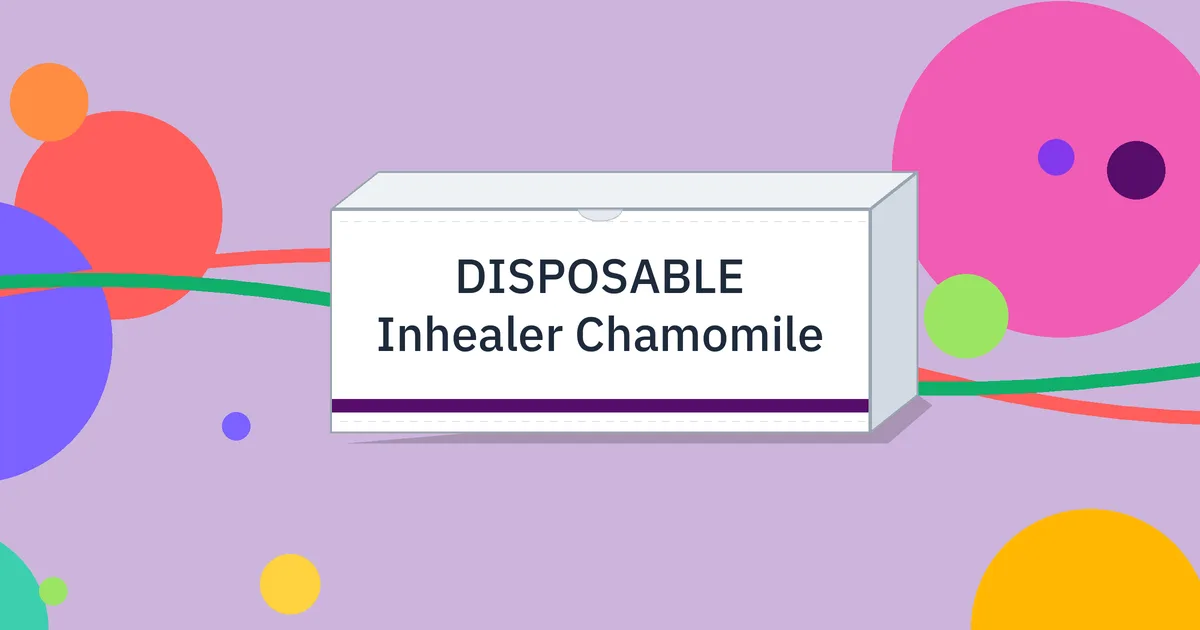 Symbolbild: Packung mit der Aufschrift DISPOSABLE Inhealer Chamomile (PZN 18907746) – Verfügbarkeit und Bezug in Apotheken in Frankfurt am Main