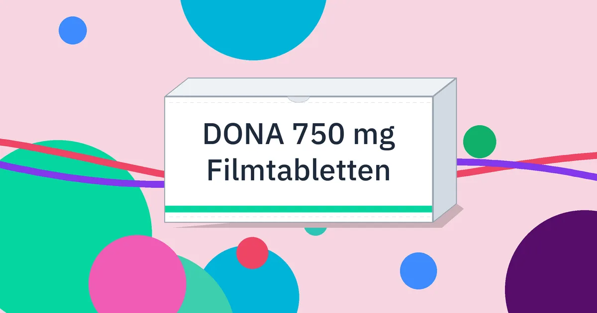 Symbolbild: Packung mit der Aufschrift DONA 750 mg Filmtabletten (PZN 02334389) – Verfügbarkeit und Bezug in Apotheken in Frankfurt am Main