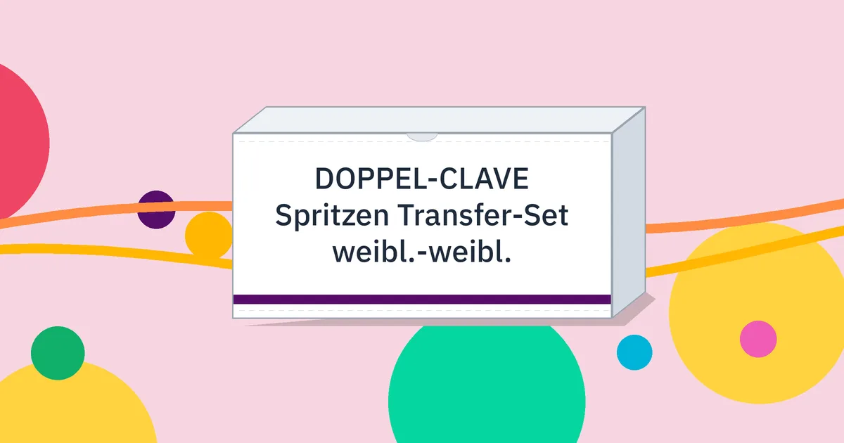Symbolbild: Packung mit der Aufschrift DOPPEL-CLAVE Spritzen Transfer-Set weibl.-weibl. (PZN 18796560) – Verfügbarkeit und Bezug in Apotheken in Frankfurt am Main