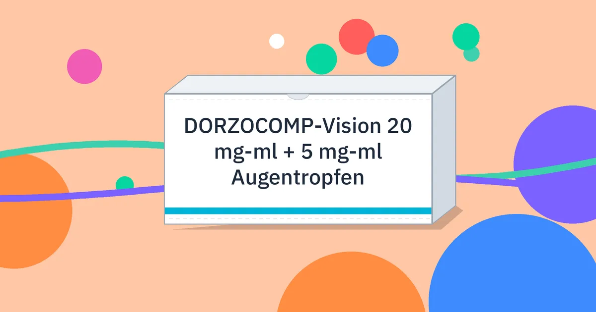 Symbolbild: Packung mit der Aufschrift DORZOCOMP-Vision 20 mg-ml + 5 mg-ml Augentropfen (PZN 09297266) – Verfügbarkeit und Bezug in Apotheken in Frankfurt am Main