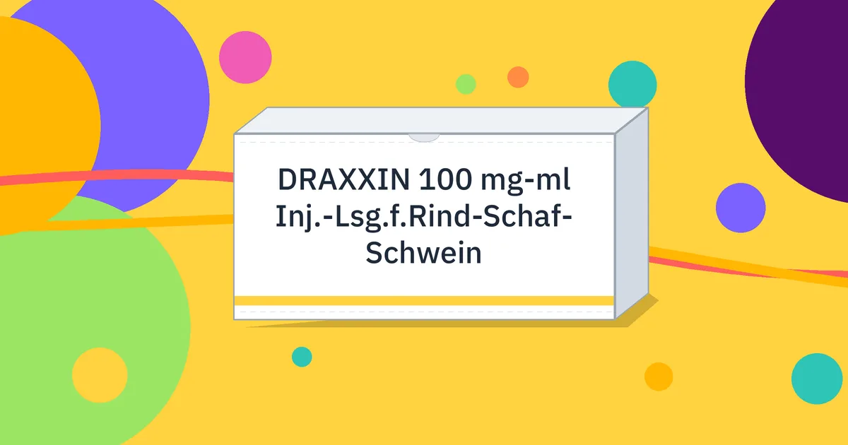 Symbolbild: Packung mit der Aufschrift DRAXXIN 100 mg-ml Inj.-Lsg.f.Rind-Schaf-Schwein (PZN 18426751) – Verfügbarkeit und Bezug in Apotheken in Frankfurt am Main