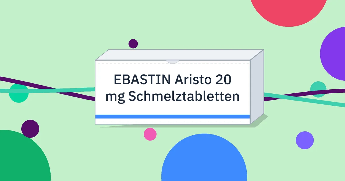 Symbolbild: Packung mit der Aufschrift EBASTIN Aristo 20 mg Schmelztabletten (PZN 10114153) – Verfügbarkeit und Bezug in Apotheken in Frankfurt am Main