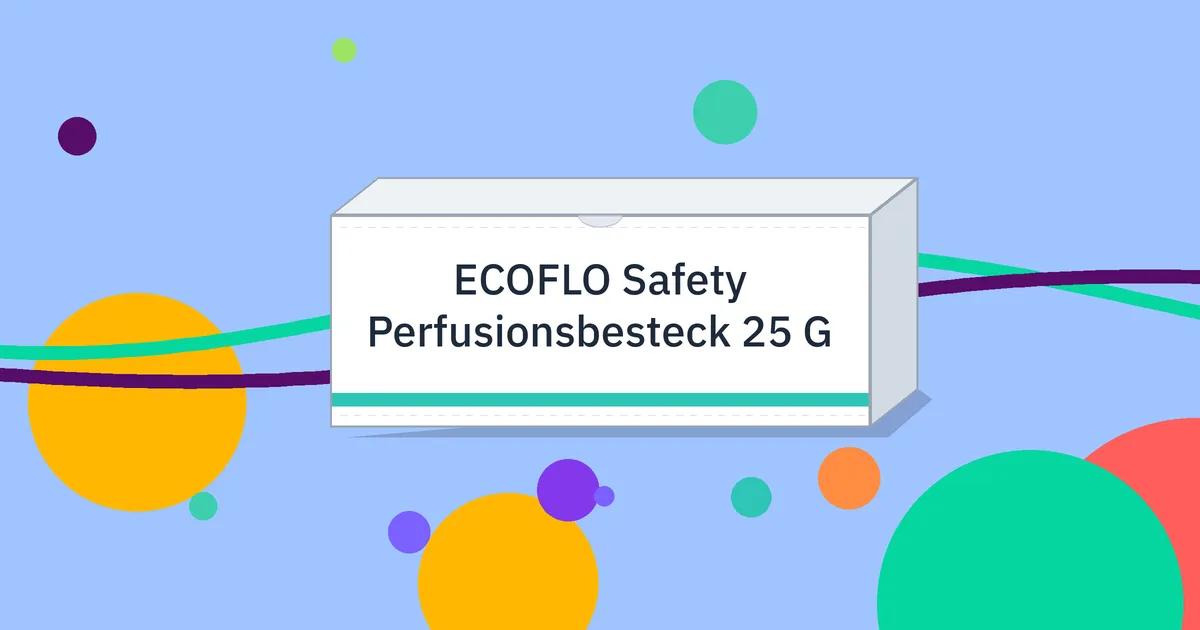 Symbolbild: Packung mit der Aufschrift ECOFLO Safety Perfusionsbesteck 25 G (PZN 19453052) – Verfügbarkeit und Bezug in Apotheken in Frankfurt am Main