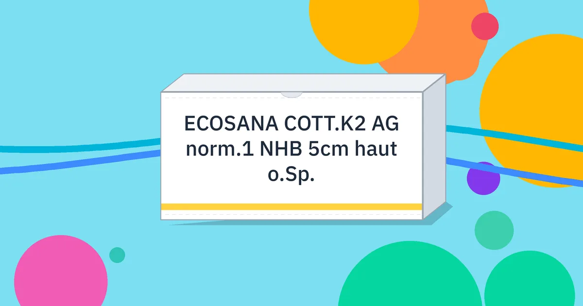 Symbolbild: Packung mit der Aufschrift ECOSANA COTT.K2 AG norm.1 NHB 5cm haut o.Sp. (PZN 16948706) – Verfügbarkeit und Bezug in Apotheken in Frankfurt am Main