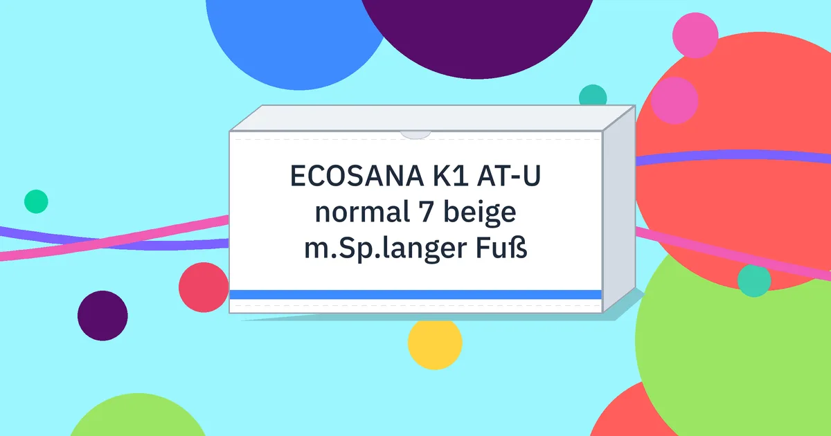 Symbolbild: Packung mit der Aufschrift ECOSANA K1 AT-U normal 7 beige m.Sp.langer Fuß (PZN 04735827) – Verfügbarkeit und Bezug in Apotheken in Frankfurt am Main