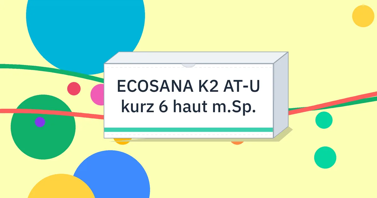 Symbolbild: Packung mit der Aufschrift ECOSANA K2 AT-U kurz 6 haut m.Sp. (PZN 01592327) – Verfügbarkeit und Bezug in Apotheken in Frankfurt am Main