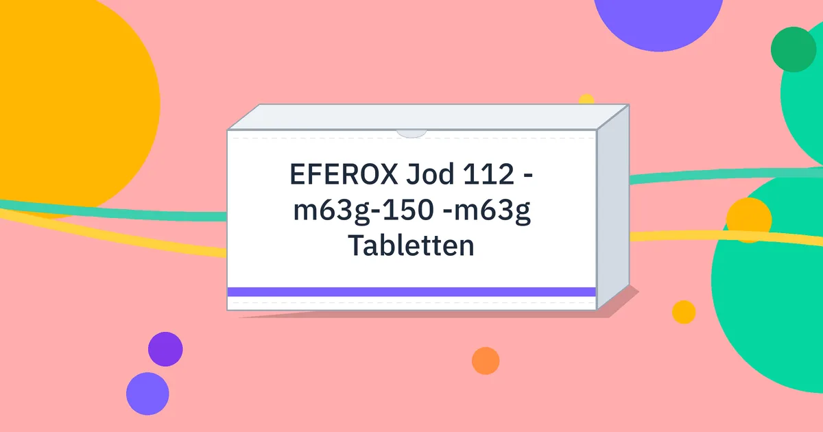 Symbolbild: Packung mit der Aufschrift EFEROX Jod 112 -m63g-150 -m63g Tabletten (PZN 07091460) – Verfügbarkeit und Bezug in Apotheken in Frankfurt am Main