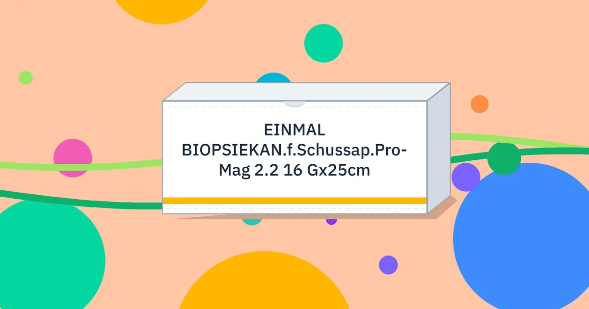 Symbolbild: Packung mit der Aufschrift EINMAL BIOPSIEKAN.f.Schussap.Pro-Mag 2.2 16 Gx25cm (PZN 00282694) – Verfügbarkeit und Bezug in Apotheken in Frankfurt am Main