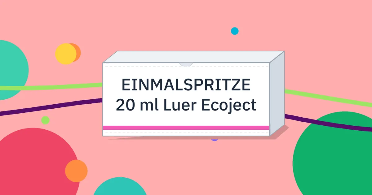 Symbolbild: Packung mit der Aufschrift EINMALSPRITZE 20 ml Luer Ecoject (PZN 00013020) – Verfügbarkeit und Bezug in Apotheken in Frankfurt am Main