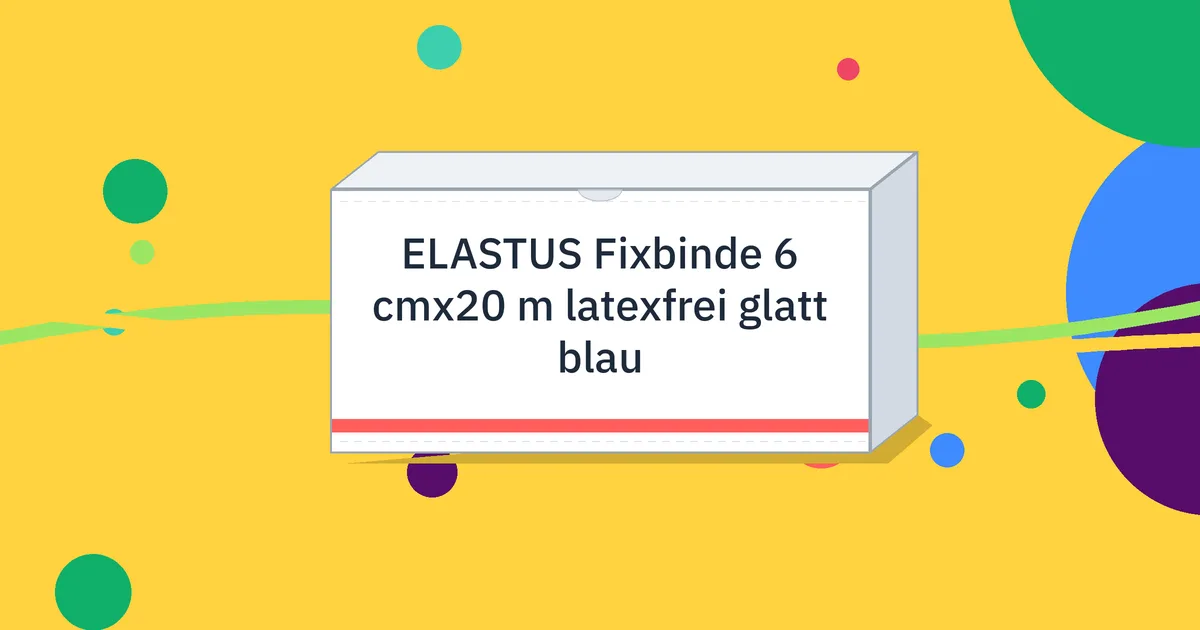 Symbolbild: Packung mit der Aufschrift ELASTUS Fixbinde 6 cmx20 m latexfrei glatt blau (PZN 06457232) – Verfügbarkeit und Bezug in Apotheken in Frankfurt am Main