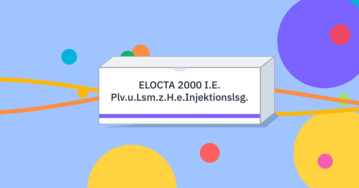 Symbolbild: Packung mit der Aufschrift ELOCTA 2000 I.E. Plv.u.Lsm.z.H.e.Injektionslsg. (PZN 16932639) – Verfügbarkeit und Bezug in Apotheken in Frankfurt am Main