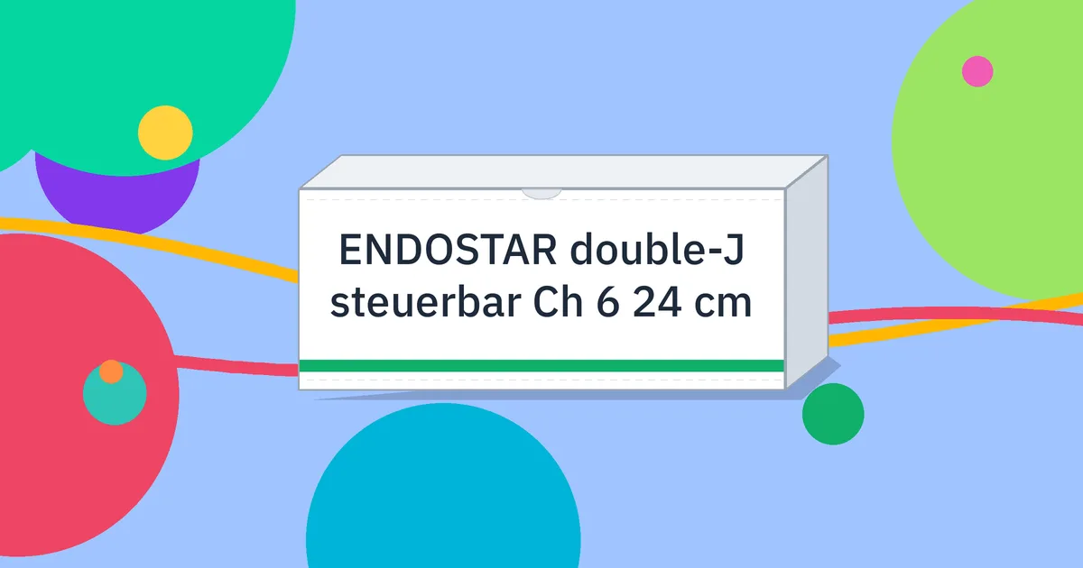 Symbolbild: Packung mit der Aufschrift ENDOSTAR double-J steuerbar Ch 6 24 cm (PZN 00440006) – Verfügbarkeit und Bezug in Apotheken in Frankfurt am Main