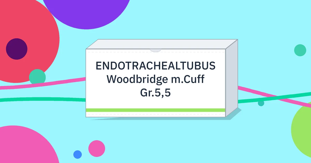 Symbolbild: Packung mit der Aufschrift ENDOTRACHEALTUBUS Woodbridge m.Cuff Gr.5,5 (PZN 04874776) – Verfügbarkeit und Bezug in Apotheken in Frankfurt am Main