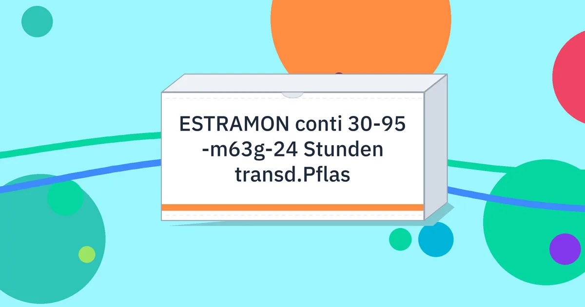 Symbolbild: Packung mit der Aufschrift ESTRAMON conti 30-95 -m63g-24 Stunden transd.Pflas (PZN 06845589) – Verfügbarkeit und Bezug in Apotheken in Frankfurt am Main