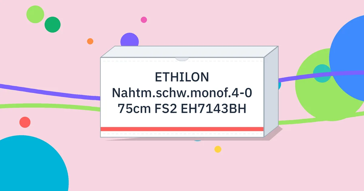 Symbolbild: Packung mit der Aufschrift ETHILON Nahtm.schw.monof.4-0 75cm FS2 EH7143BH (PZN 16810103) – Verfügbarkeit und Bezug in Apotheken in Frankfurt am Main