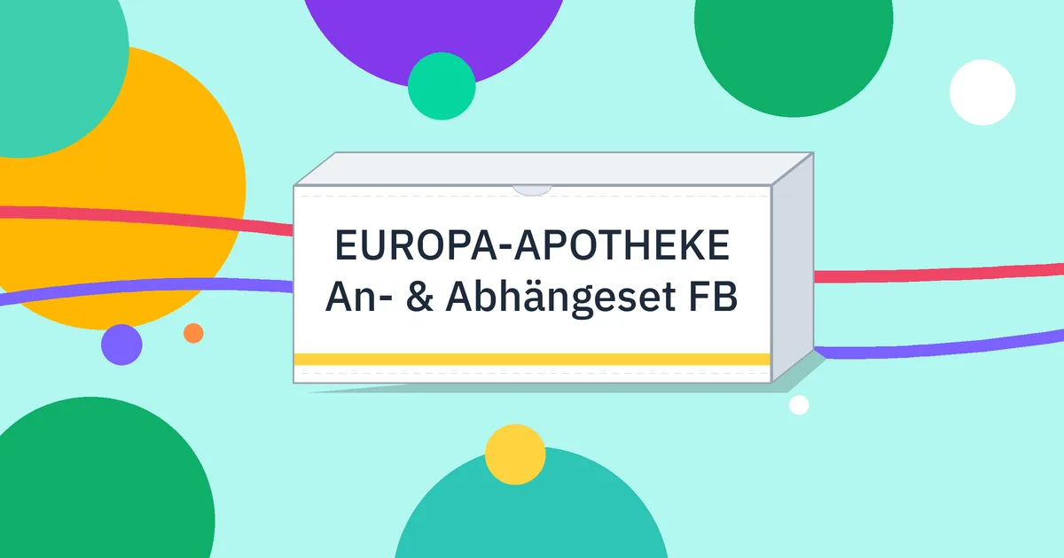 Symbolbild: Packung mit der Aufschrift EUROPA-APOTHEKE An- & Abhängeset FB (PZN 19288972) – Verfügbarkeit und Bezug in Apotheken in Frankfurt am Main