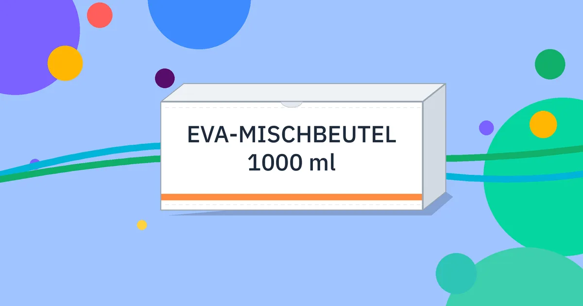 Symbolbild: Packung mit der Aufschrift EVA-MISCHBEUTEL 1000 ml (PZN 01803847) – Verfügbarkeit und Bezug in Apotheken in Frankfurt am Main