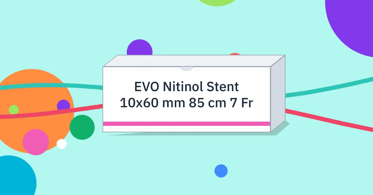 Symbolbild: Packung mit der Aufschrift EVO Nitinol Stent 10x60 mm 85 cm 7 Fr (PZN 00223757) – Verfügbarkeit und Bezug in Apotheken in Frankfurt am Main