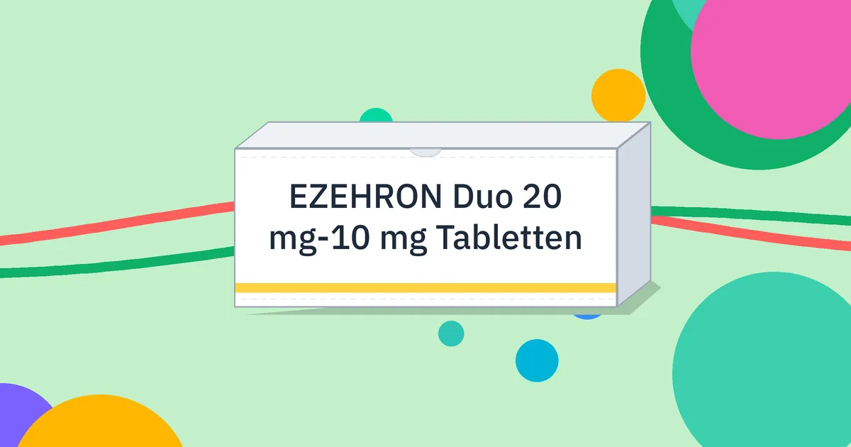 Symbolbild: Packung mit der Aufschrift EZEHRON Duo 20 mg-10 mg Tabletten (PZN 15264035) – Verfügbarkeit und Bezug in Apotheken in Frankfurt am Main