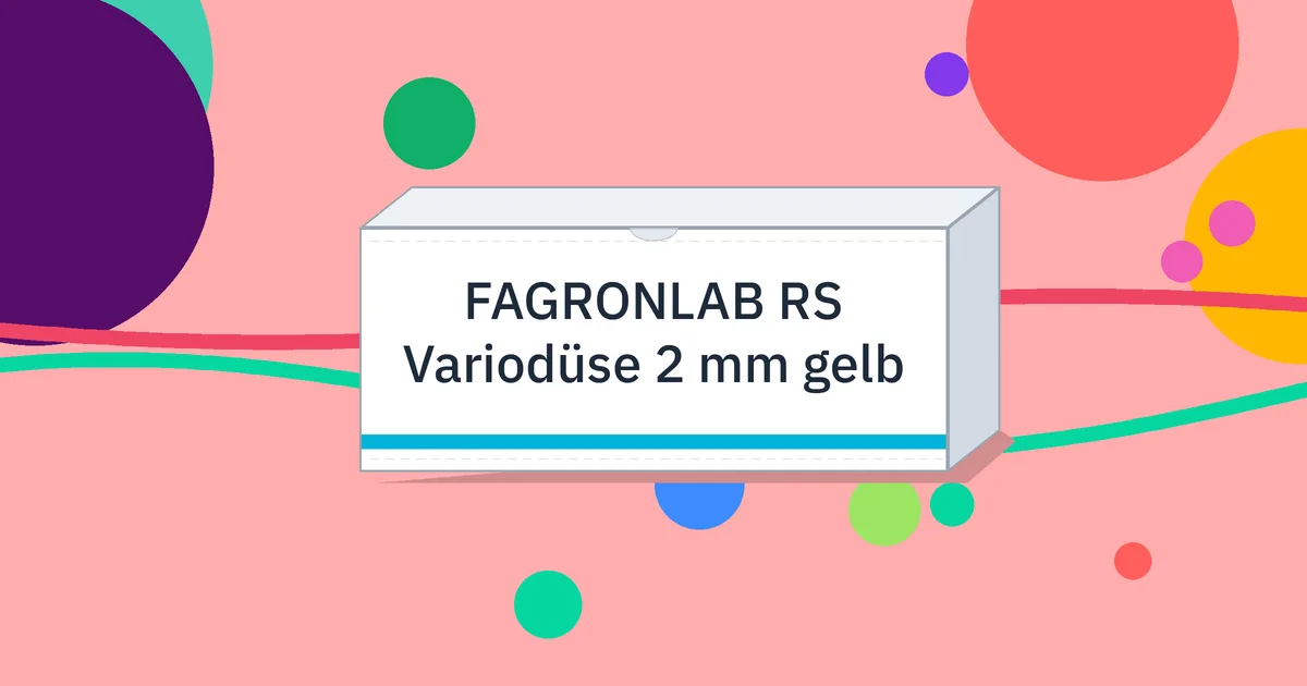 Symbolbild: Packung mit der Aufschrift FAGRONLAB RS Variodüse 2 mm gelb (PZN 20912424) – Verfügbarkeit und Bezug in Apotheken in Frankfurt am Main
