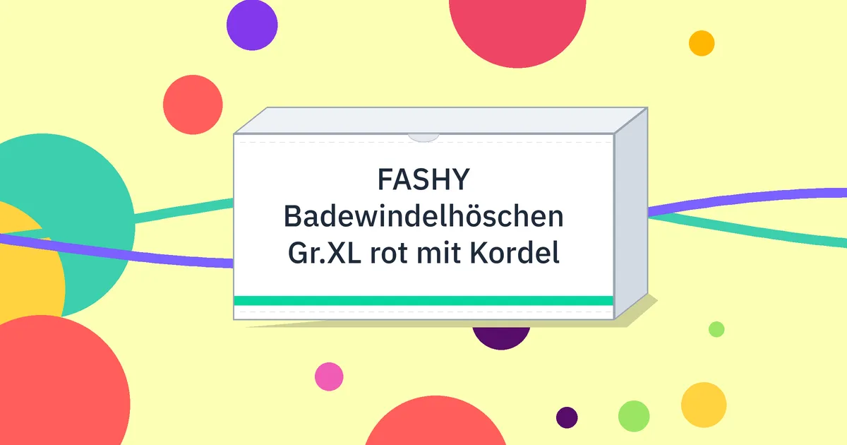 Symbolbild: Packung mit der Aufschrift FASHY Badewindelhöschen Gr.XL rot mit Kordel (PZN 01497801) – Verfügbarkeit und Bezug in Apotheken in Frankfurt am Main