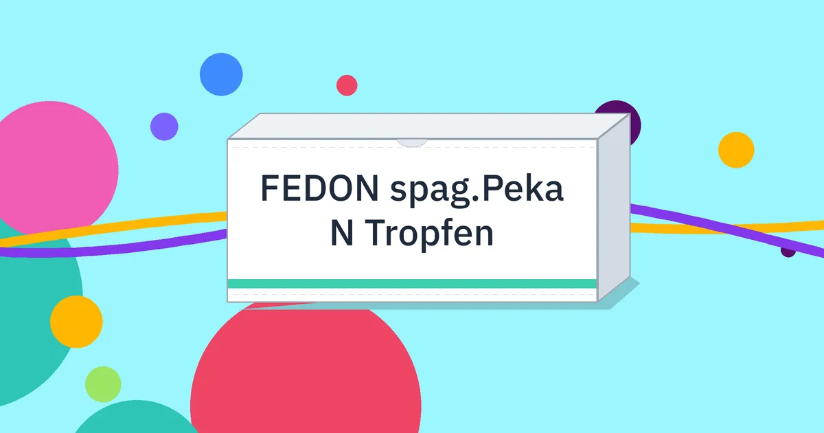 Symbolbild: Packung mit der Aufschrift FEDON spag.Peka N Tropfen (PZN 06052742) – Verfügbarkeit und Bezug in Apotheken in Frankfurt am Main