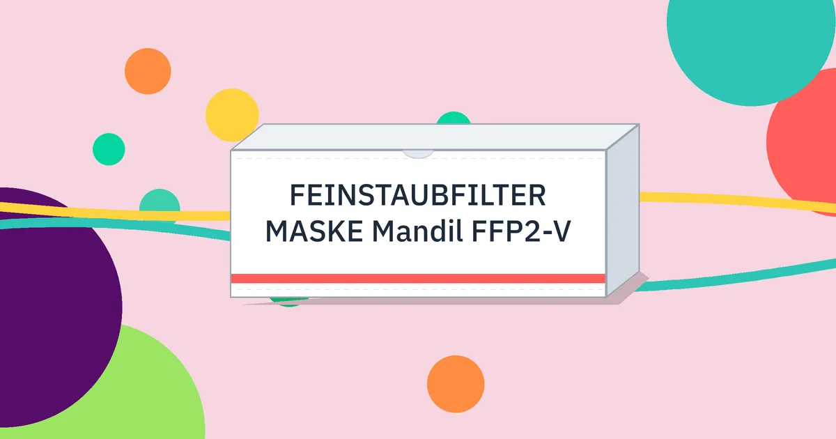 Symbolbild: Packung mit der Aufschrift FEINSTAUBFILTER MASKE Mandil FFP2-V (PZN 00781463) – Verfügbarkeit und Bezug in Apotheken in Frankfurt am Main