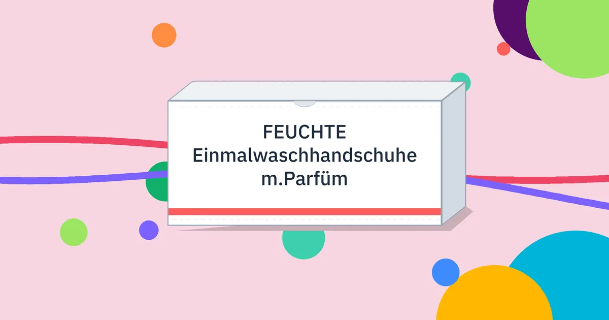 Symbolbild: Packung mit der Aufschrift FEUCHTE Einmalwaschhandschuhe m.Parfüm (PZN 11090845) – Verfügbarkeit und Bezug in Apotheken in Frankfurt am Main