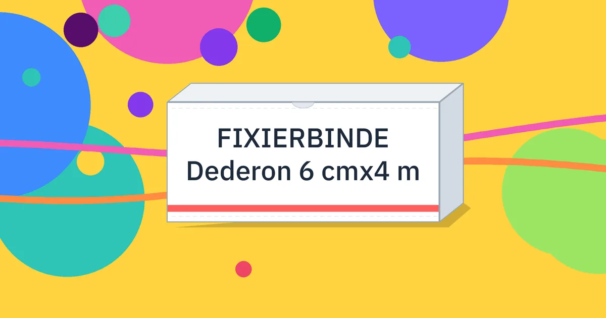 Symbolbild: Packung mit der Aufschrift FIXIERBINDE Dederon 6 cmx4 m (PZN 04094908) – Verfügbarkeit und Bezug in Apotheken in Frankfurt am Main