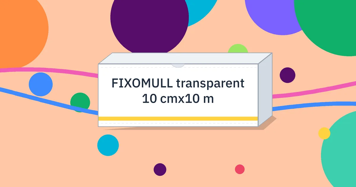Symbolbild: Packung mit der Aufschrift FIXOMULL transparent 10 cmx10 m (PZN 18395217) – Verfügbarkeit und Bezug in Apotheken in Frankfurt am Main
