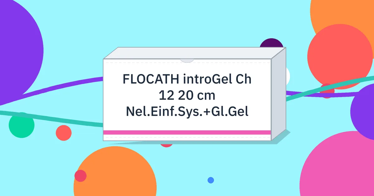 Symbolbild: Packung mit der Aufschrift FLOCATH introGel Ch 12 20 cm Nel.Einf.Sys.+Gl.Gel (PZN 05018708) – Verfügbarkeit und Bezug in Apotheken in Frankfurt am Main