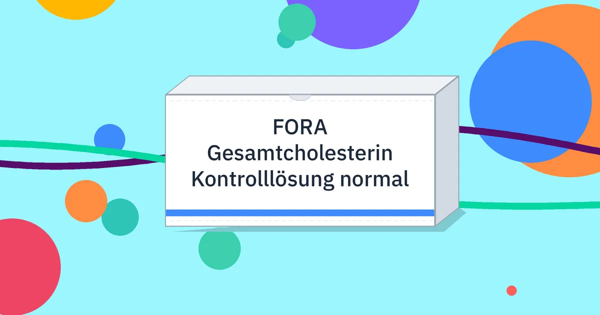 Symbolbild: Packung mit der Aufschrift FORA Gesamtcholesterin Kontrolllösung normal (PZN 15246824) – Verfügbarkeit und Bezug in Apotheken in Frankfurt am Main