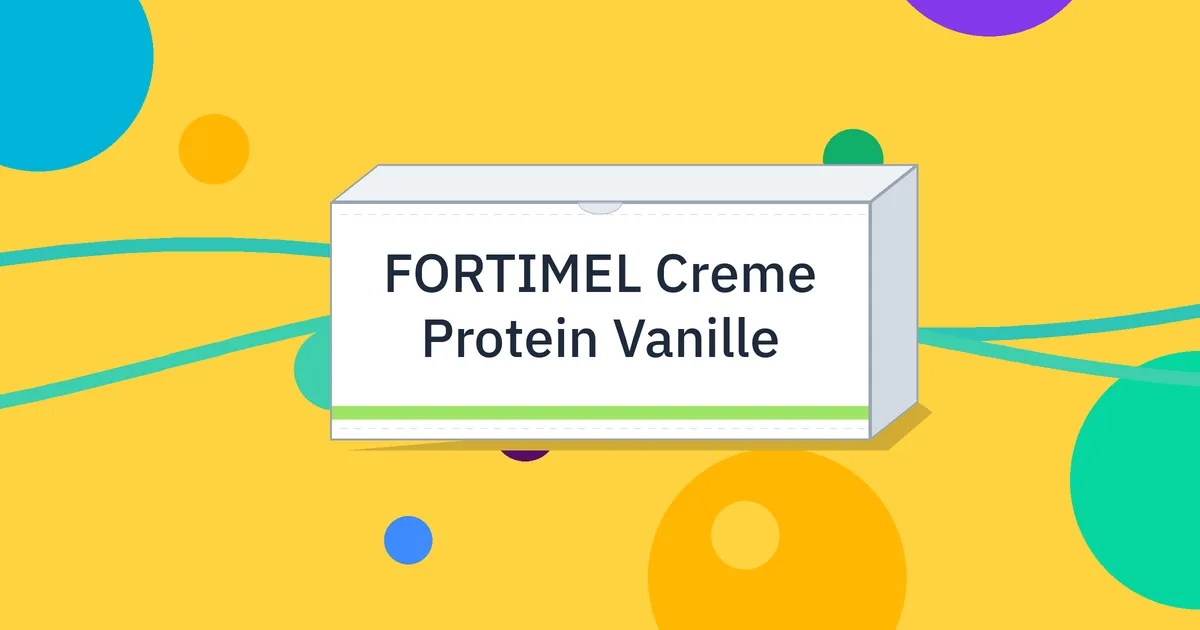 Symbolbild: Packung mit der Aufschrift FORTIMEL Creme Protein Vanille (PZN 20055316) – Verfügbarkeit und Bezug in Apotheken in Frankfurt am Main