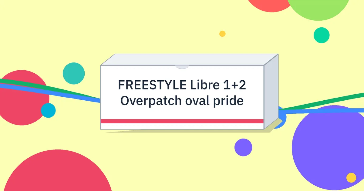 Symbolbild: Packung mit der Aufschrift FREESTYLE Libre 1+2 Overpatch oval pride (PZN 19866676) – Verfügbarkeit und Bezug in Apotheken in Frankfurt am Main