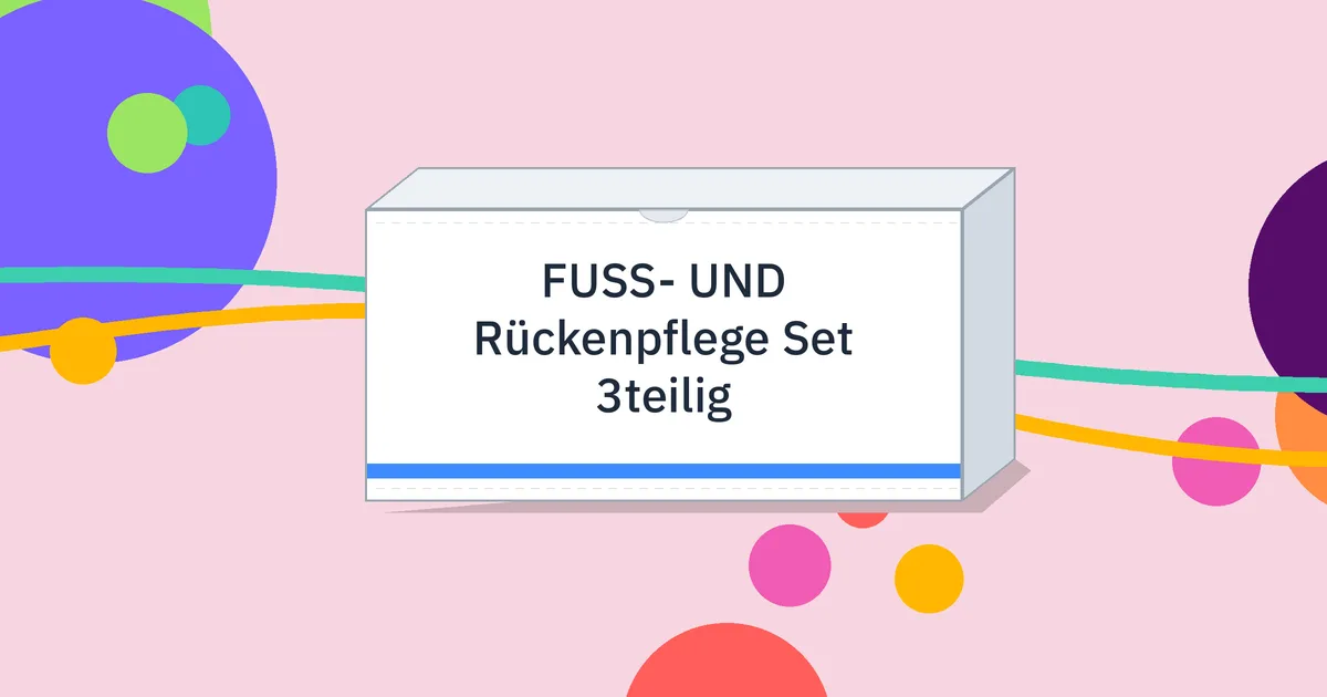 Symbolbild: Packung mit der Aufschrift FUSS- UND Rückenpflege Set 3teilig (PZN 19073786) – Verfügbarkeit und Bezug in Apotheken in Frankfurt am Main