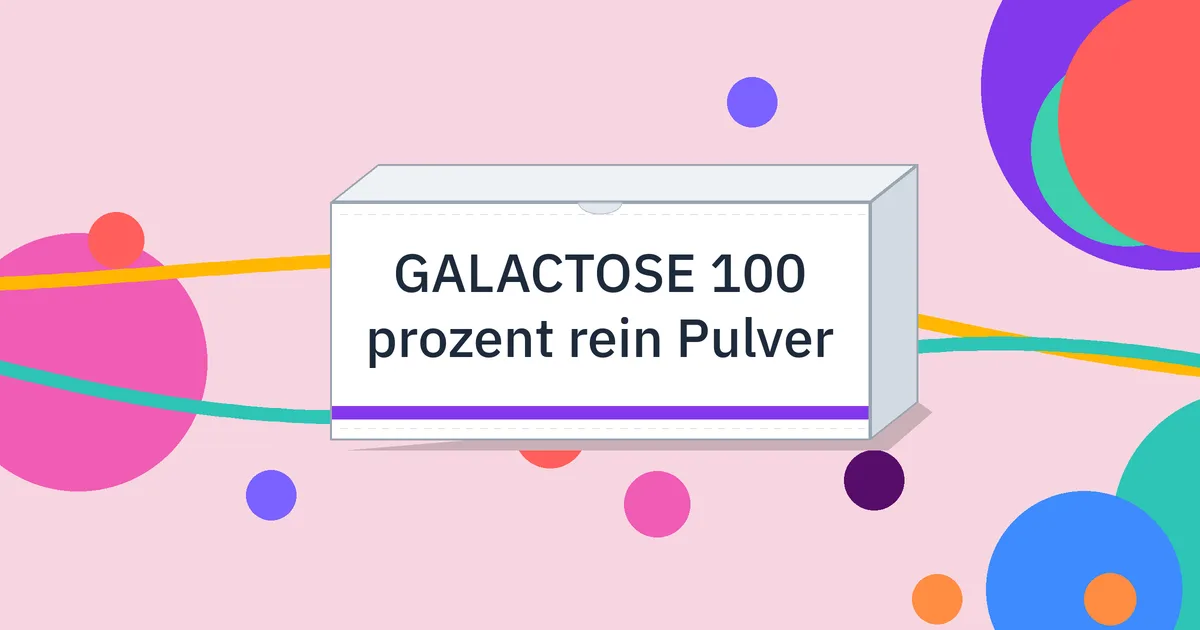 Symbolbild: Packung mit der Aufschrift GALACTOSE 100 prozent rein Pulver (PZN 06878838) – Verfügbarkeit und Bezug in Apotheken in Frankfurt am Main