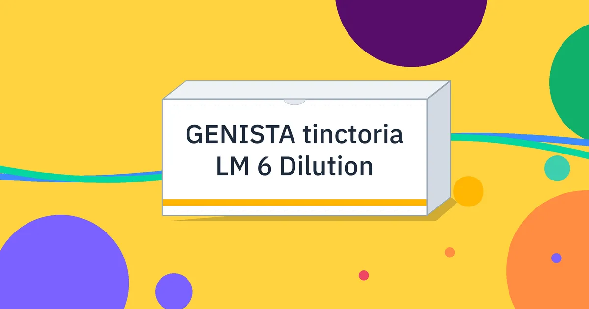 Symbolbild: Packung mit der Aufschrift GENISTA tinctoria LM 6 Dilution (PZN 13499366) – Verfügbarkeit und Bezug in Apotheken in Frankfurt am Main
