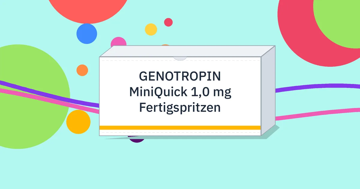 Symbolbild: Packung mit der Aufschrift GENOTROPIN MiniQuick 1,0 mg Fertigspritzen (PZN 11302543) – Verfügbarkeit und Bezug in Apotheken in Frankfurt am Main