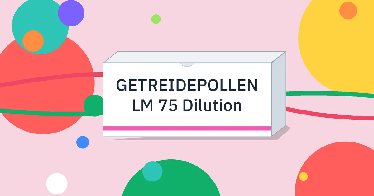 Symbolbild: Packung mit der Aufschrift GETREIDEPOLLEN LM 75 Dilution (PZN 12877889) – Verfügbarkeit und Bezug in Apotheken in Frankfurt am Main
