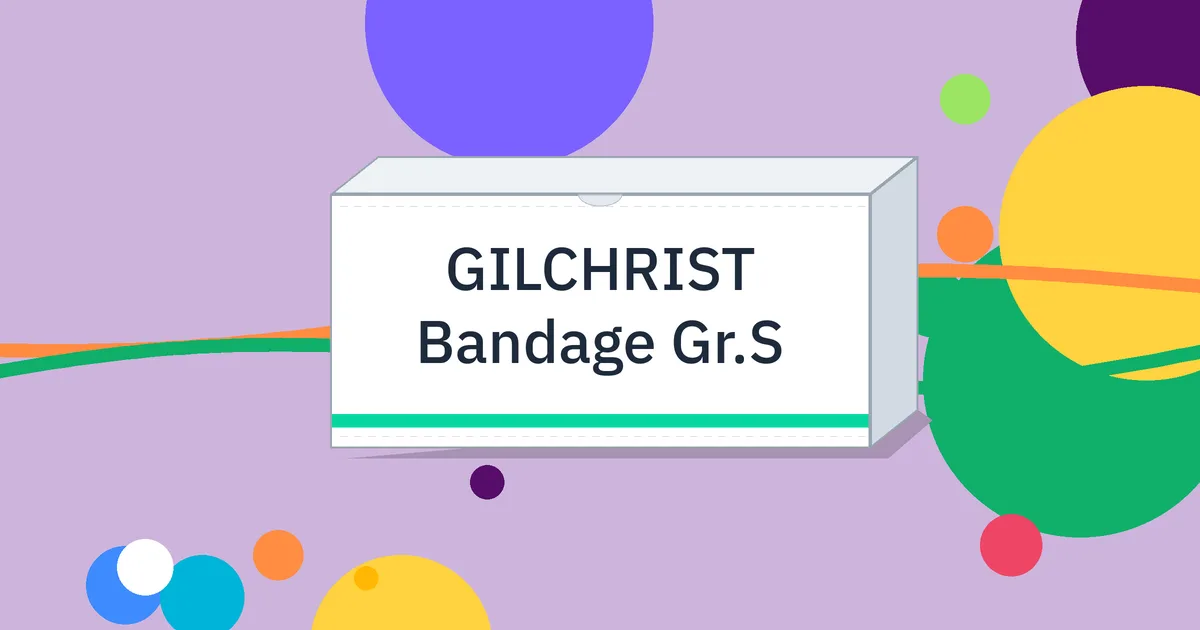 Symbolbild: Packung mit der Aufschrift GILCHRIST Bandage Gr.S (PZN 04939984) – Verfügbarkeit und Bezug in Apotheken in Frankfurt am Main